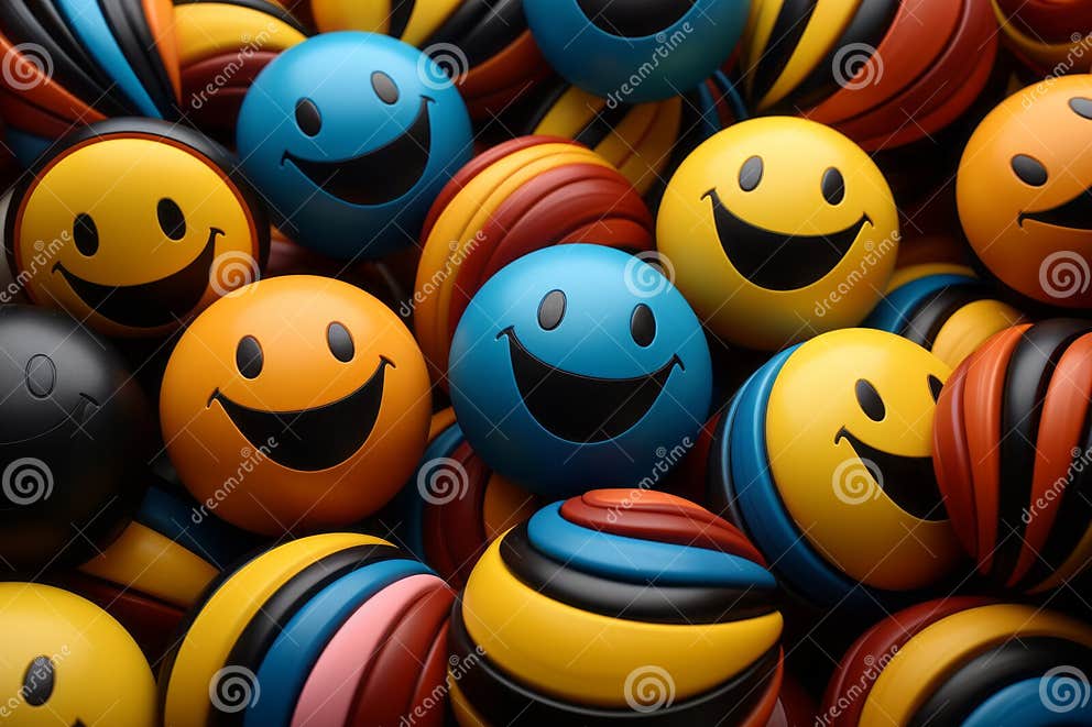 Many Smiley Faces are Arranged Together in a Pile Stock Illustration ...