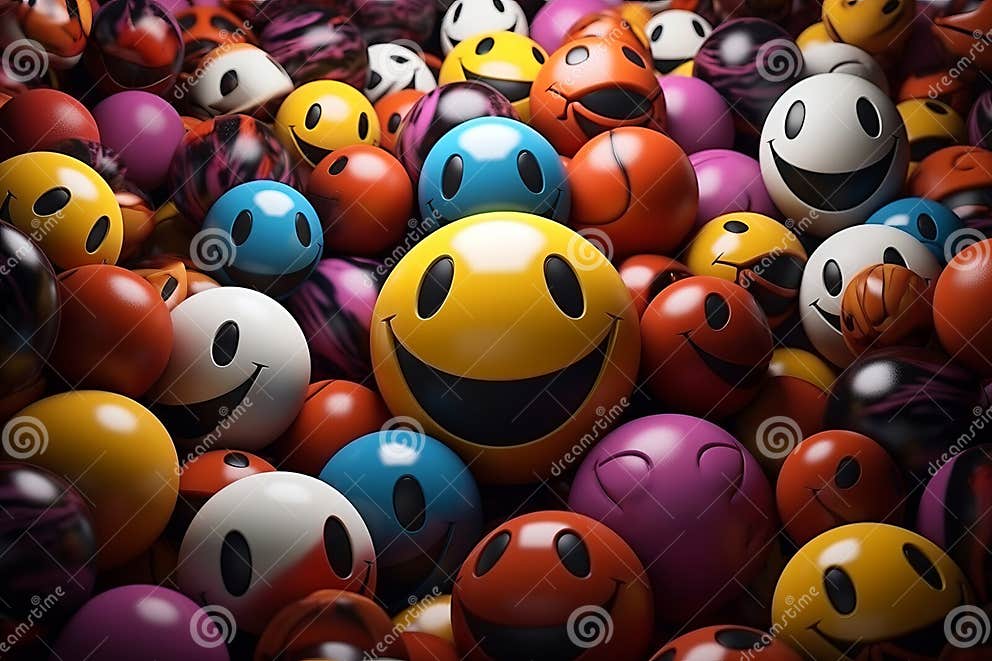 Many Smiley Faces are Arranged Together in a Pile Stock Illustration ...