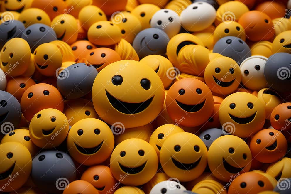 Many Smiley Faces are Arranged Together in a Pile Stock Illustration ...