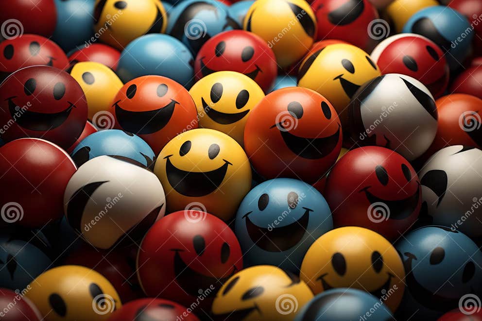 Many Smiley Faces are Arranged Together in a Pile Stock Illustration ...