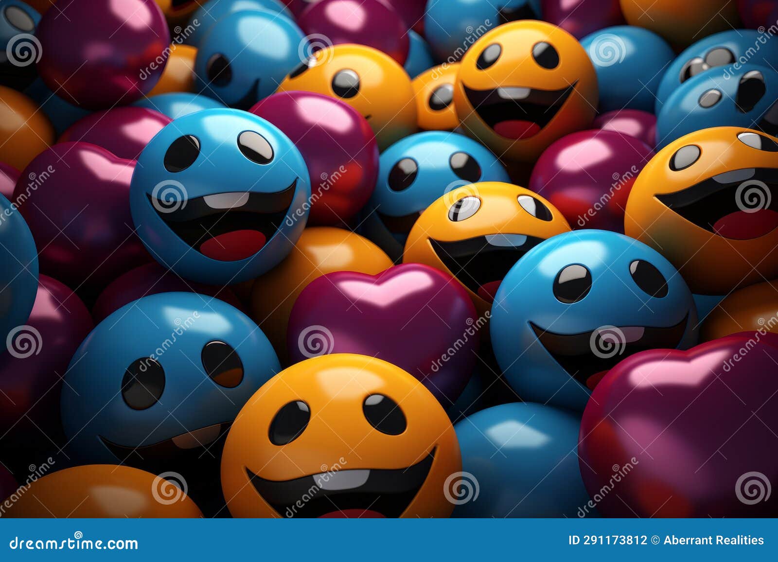 Many Smiley Faces with Different Colors and Shapes Stock Illustration ...