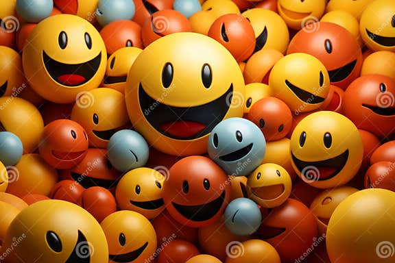 Many Smiley Faces are Grouped Together in a Circle Stock Illustration ...