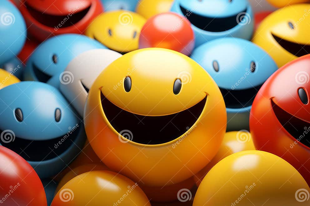 Many Smiley Faces are Grouped Together in a Circle Stock Illustration ...