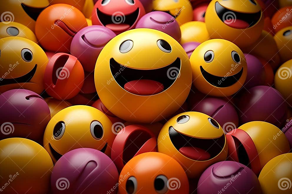 Many Smiley Faces are Grouped Together in a Pile Stock Illustration ...