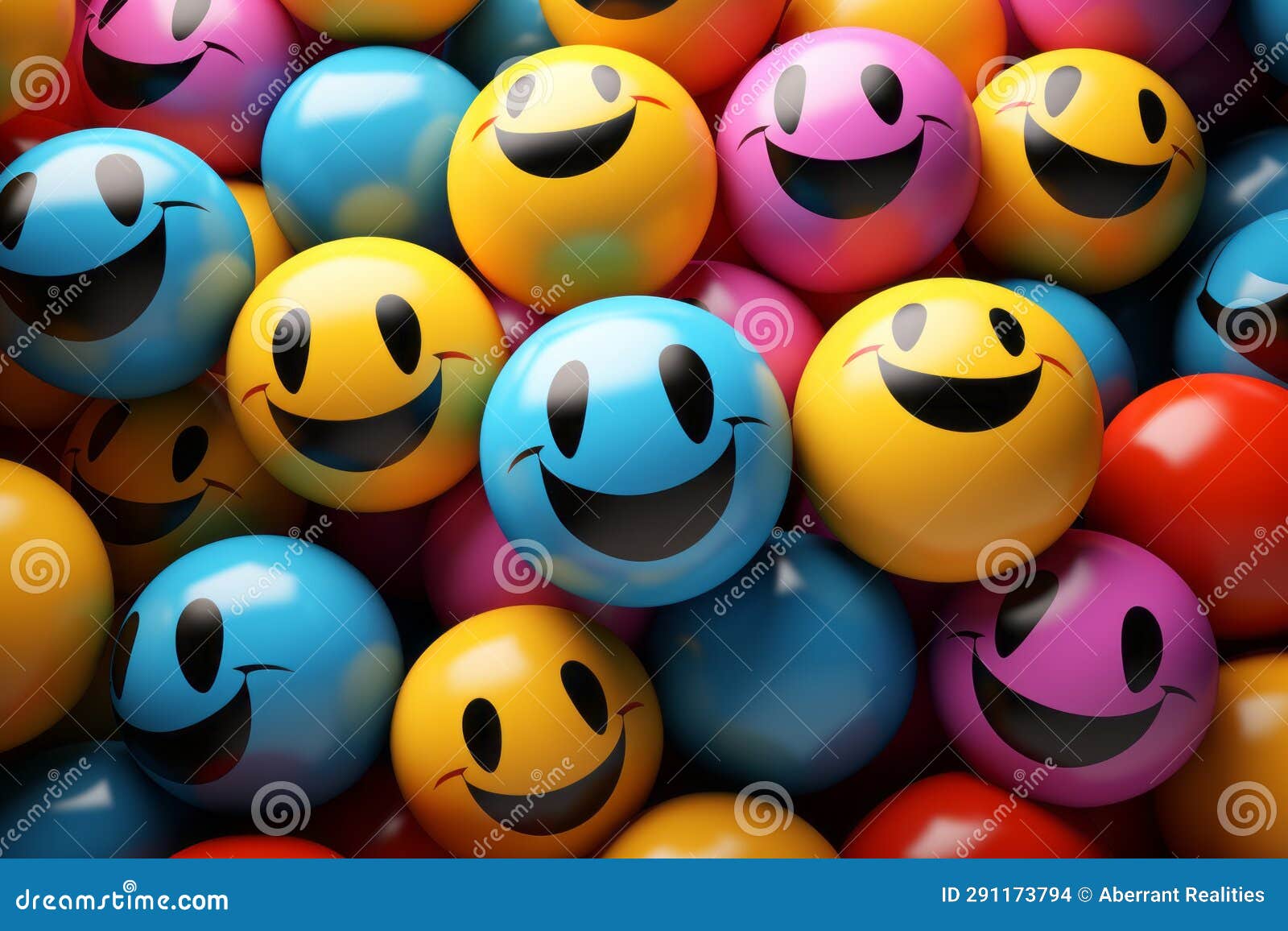 Many Smiley Faces in a Pile of Colorful Balls Stock Illustration ...