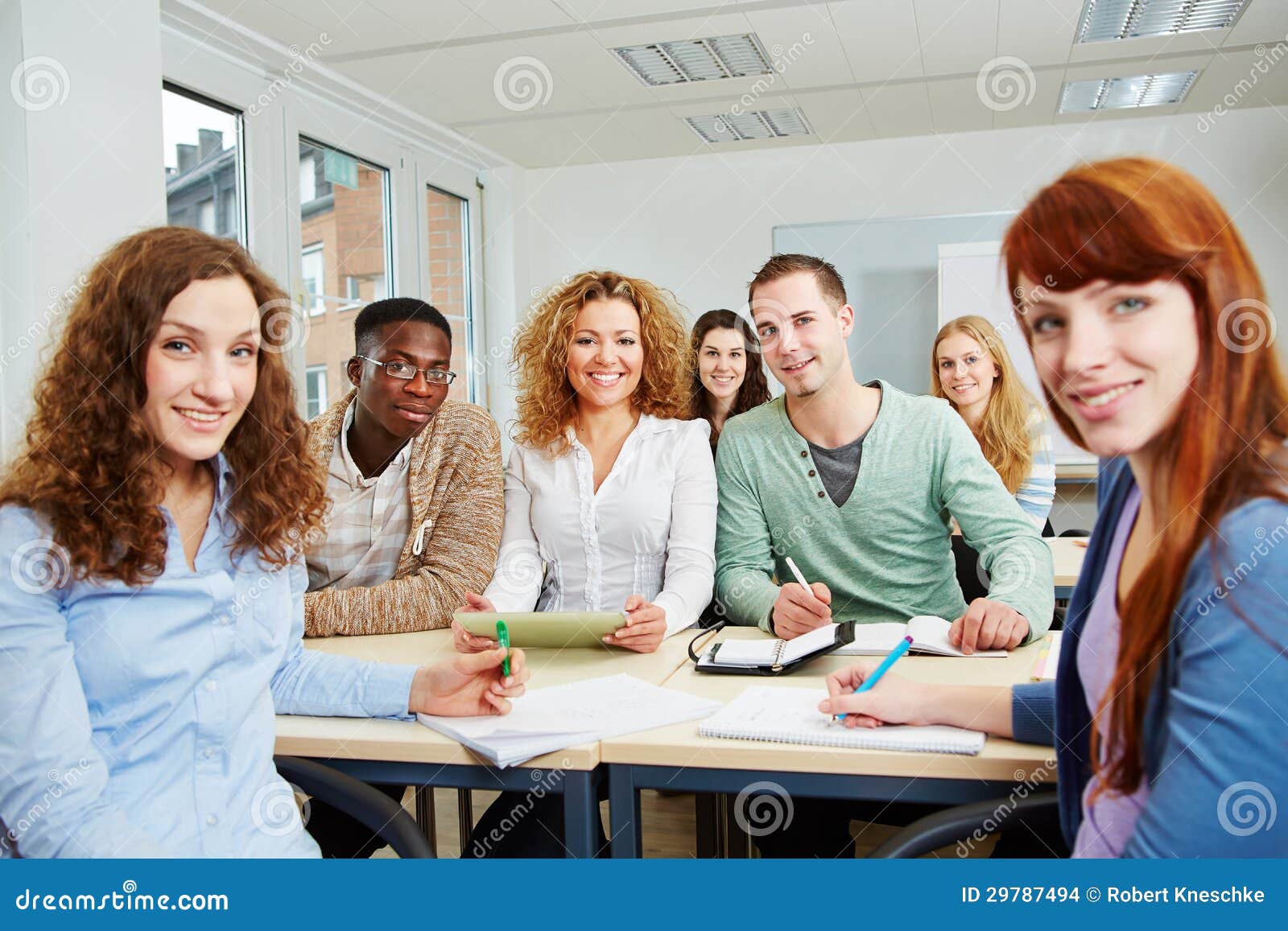 Students in University Class Stock Photo - Image of computer, person ...