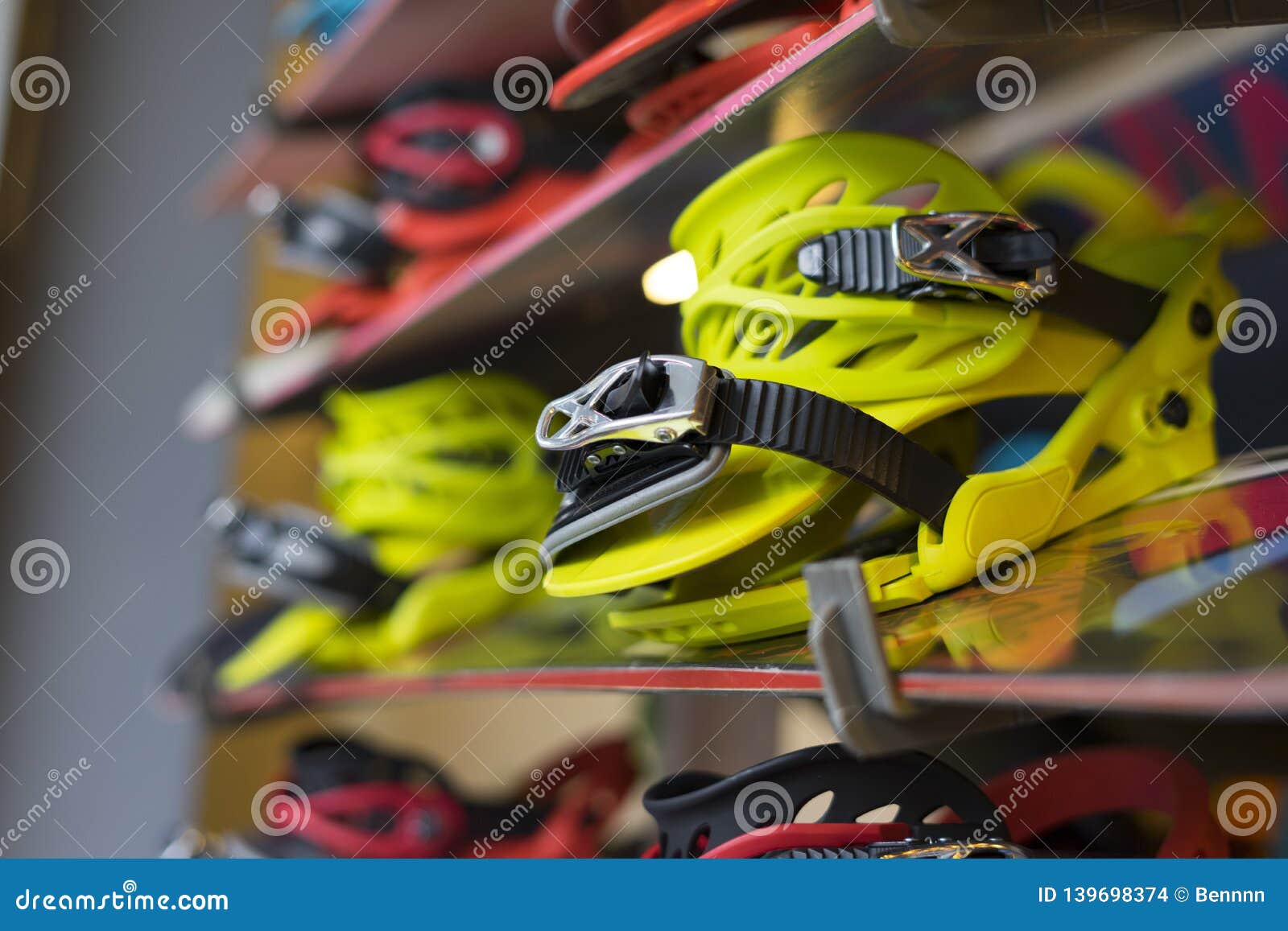 Many snowboard equipment stock photo. Image of jacket - 139698374