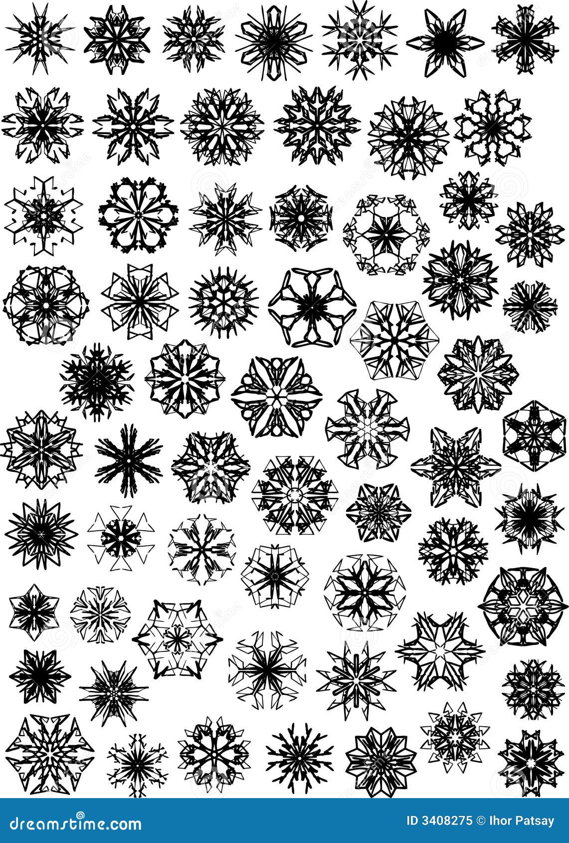 Many snowflakes stock vector. Illustration of objects - 3408275