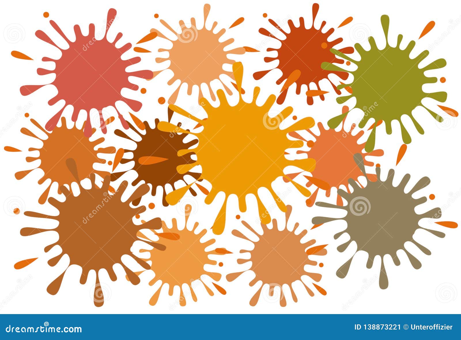 Many Splashes of Paint in Different Colors Stock Illustration ...