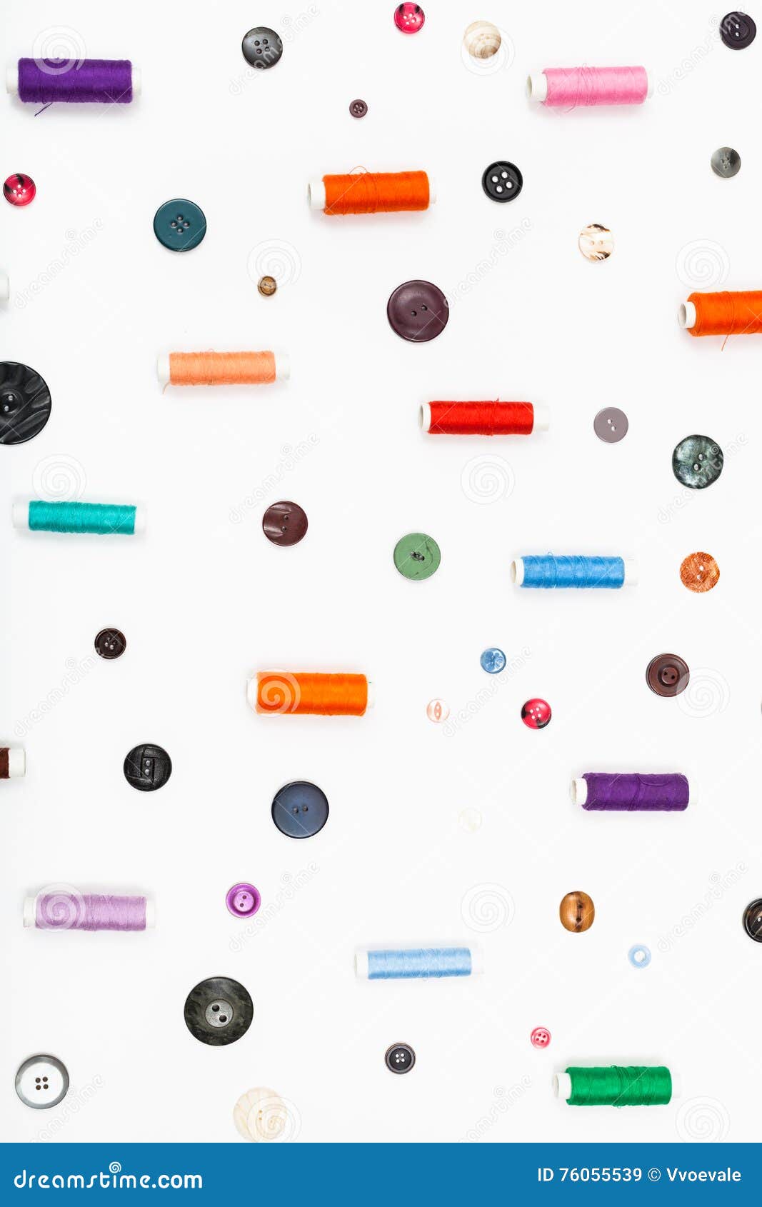 Many Spools of Thread and Different Buttons Stock Illustration ...
