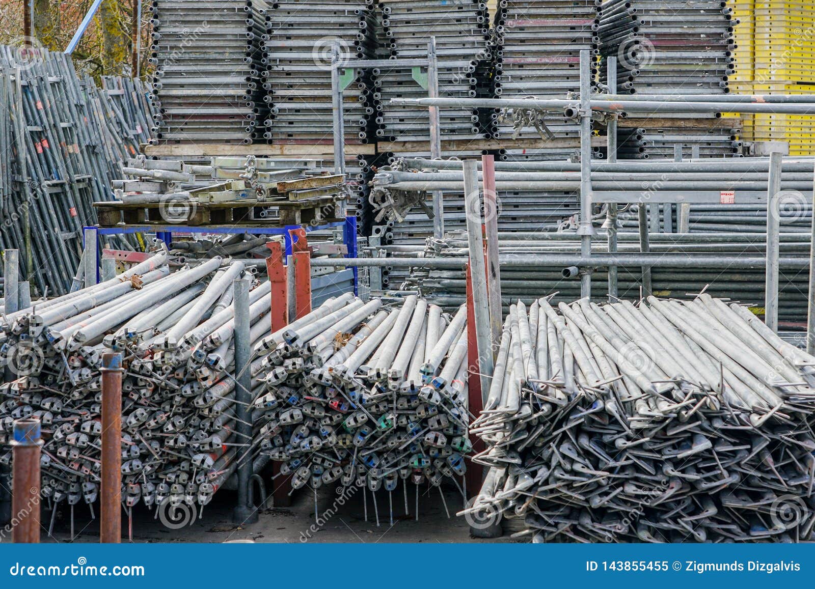 Many Stack of Steel Scaffold Stuffs at Warehouse Stock Image - Image of ...