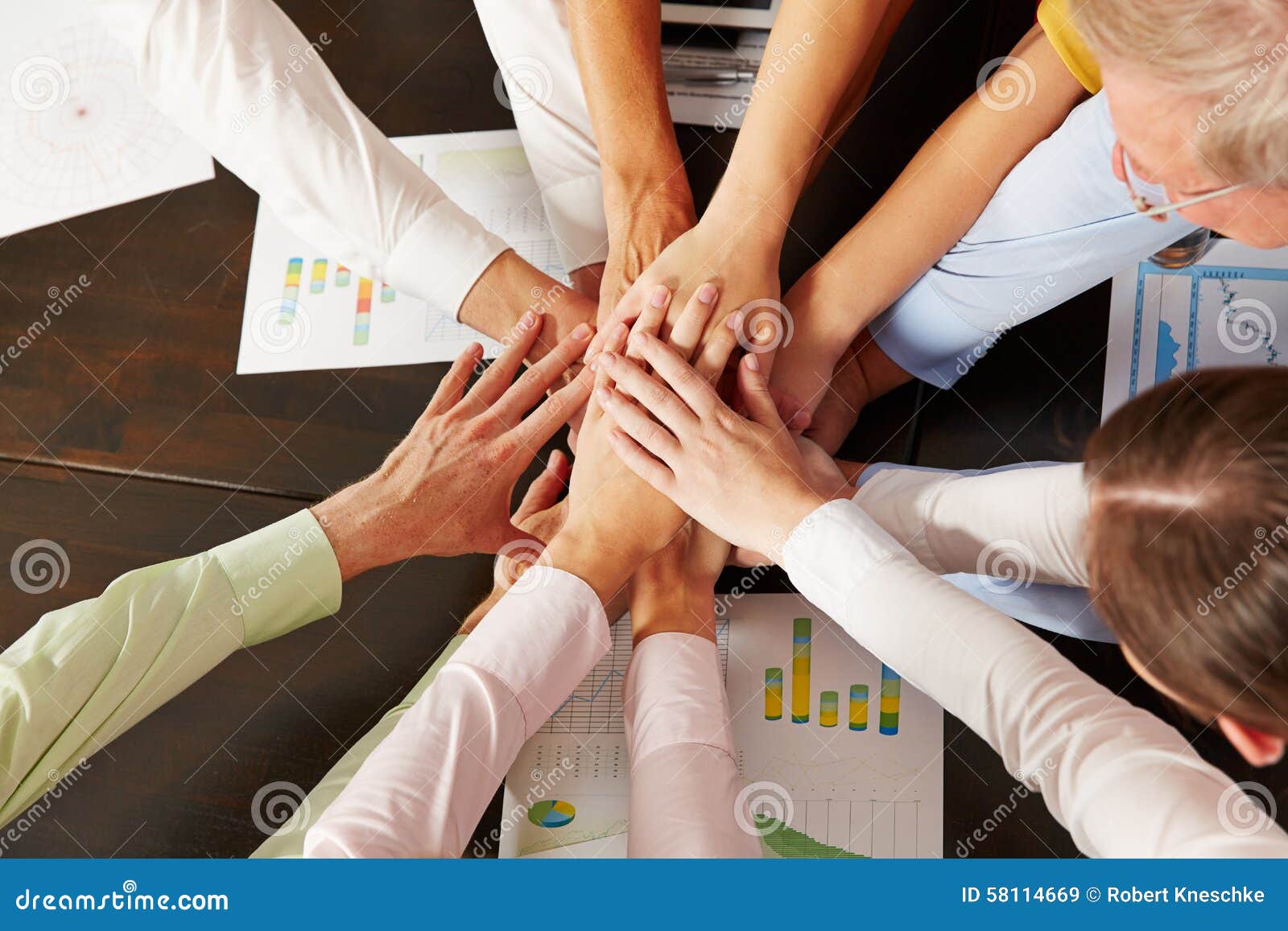 Many Stacked Hands from Above Stock Image - Image of colleagues, party ...