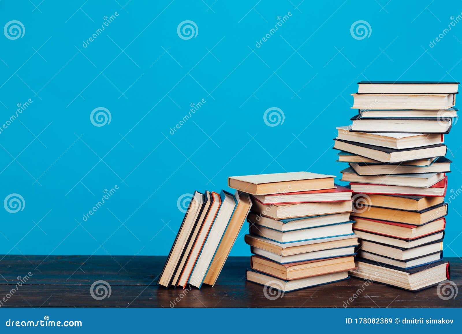 Many Stacks Of Educational Books For Learning Preparation For College ...