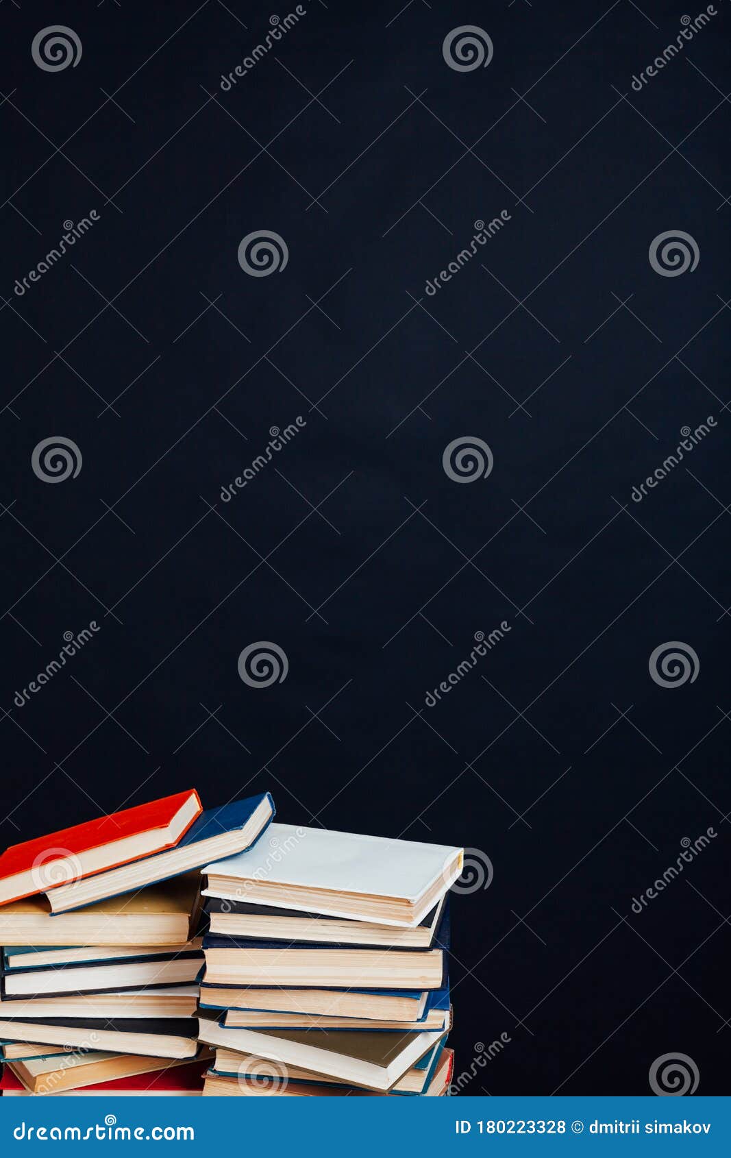 Many Stacks of Educational Books in the University Library on a Black ...
