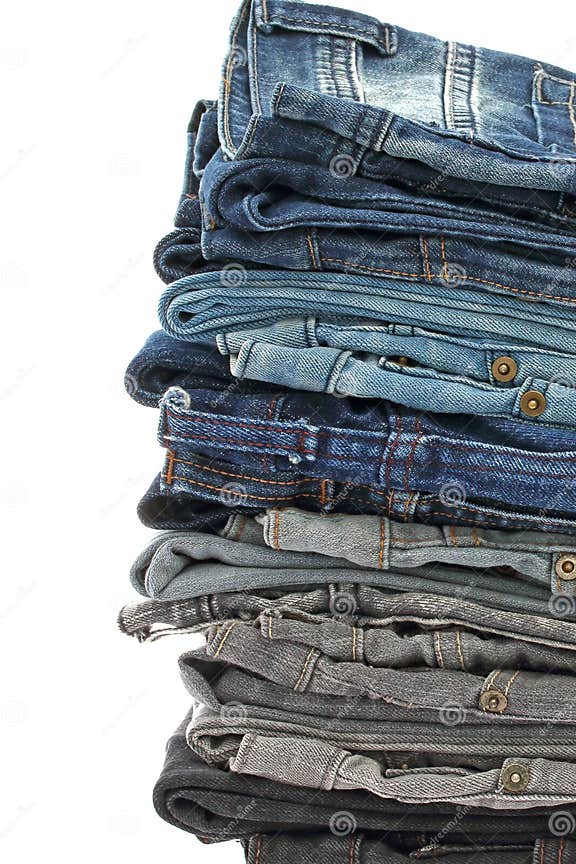 Many stacks of jeans stock photo. Image of seam, denim - 53053358