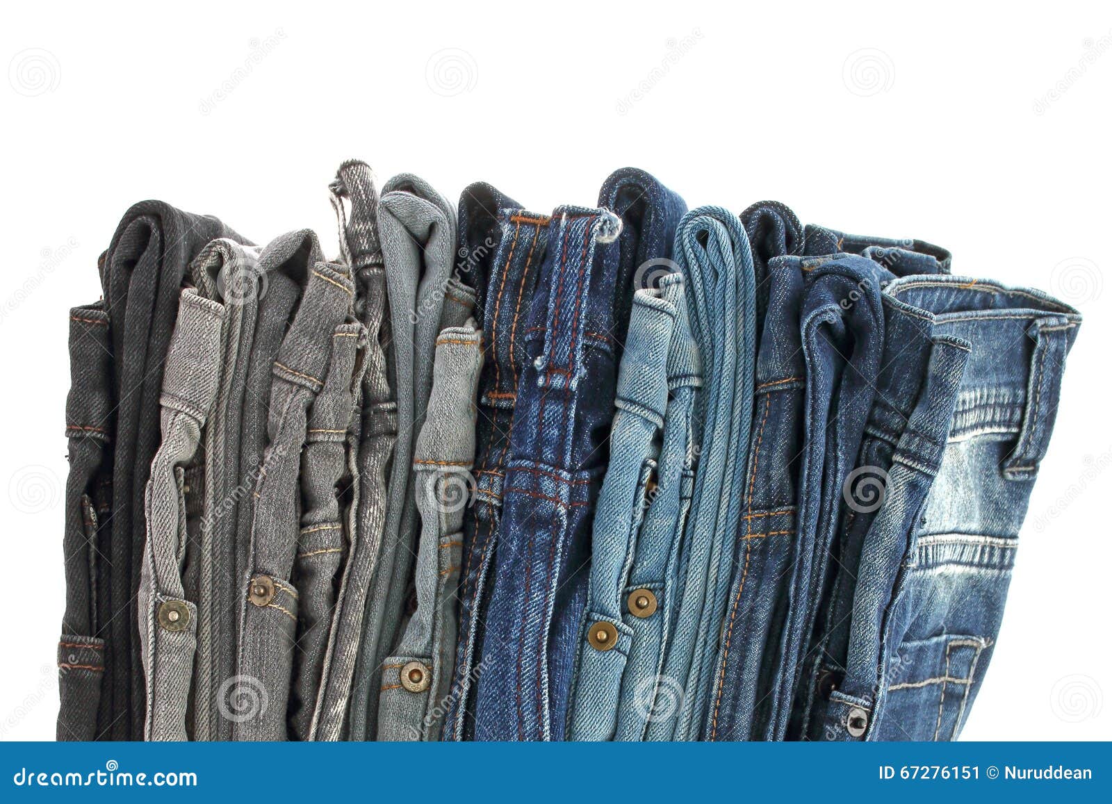 Many stacks of jeans stock image. Image of outfit, garment - 67276151