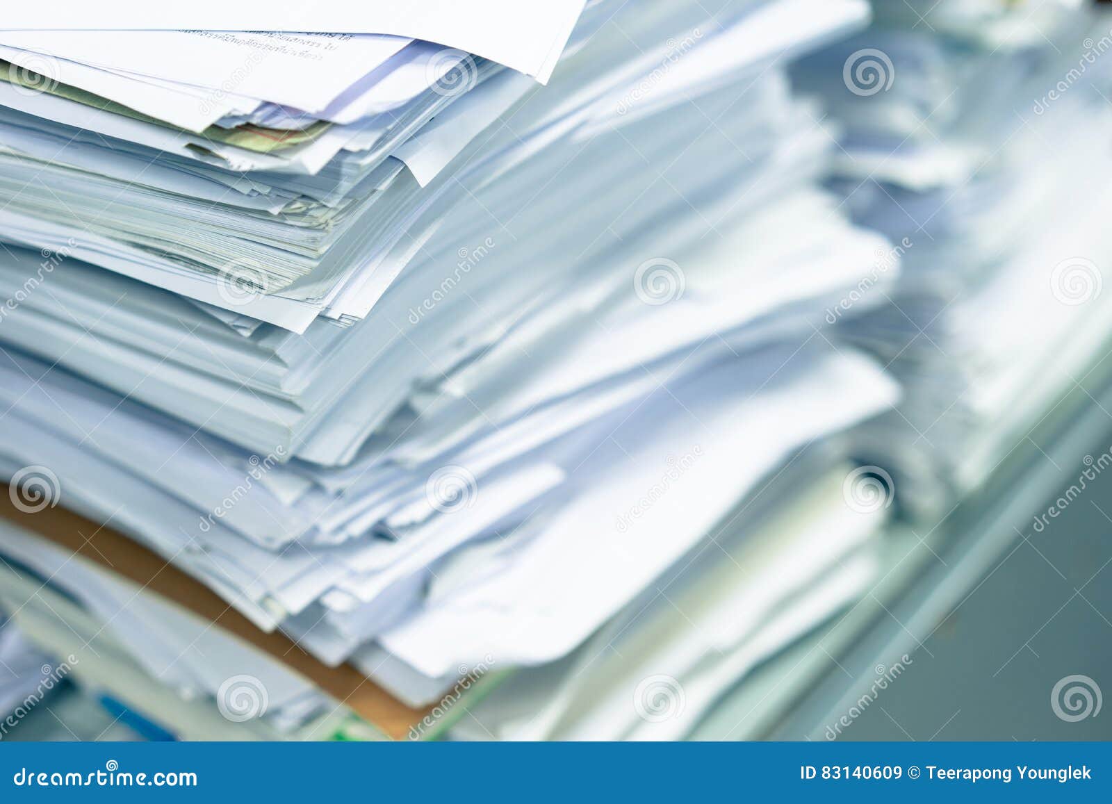 Many Stacks of Paper Placed in the Office. Stock Image - Image of ...