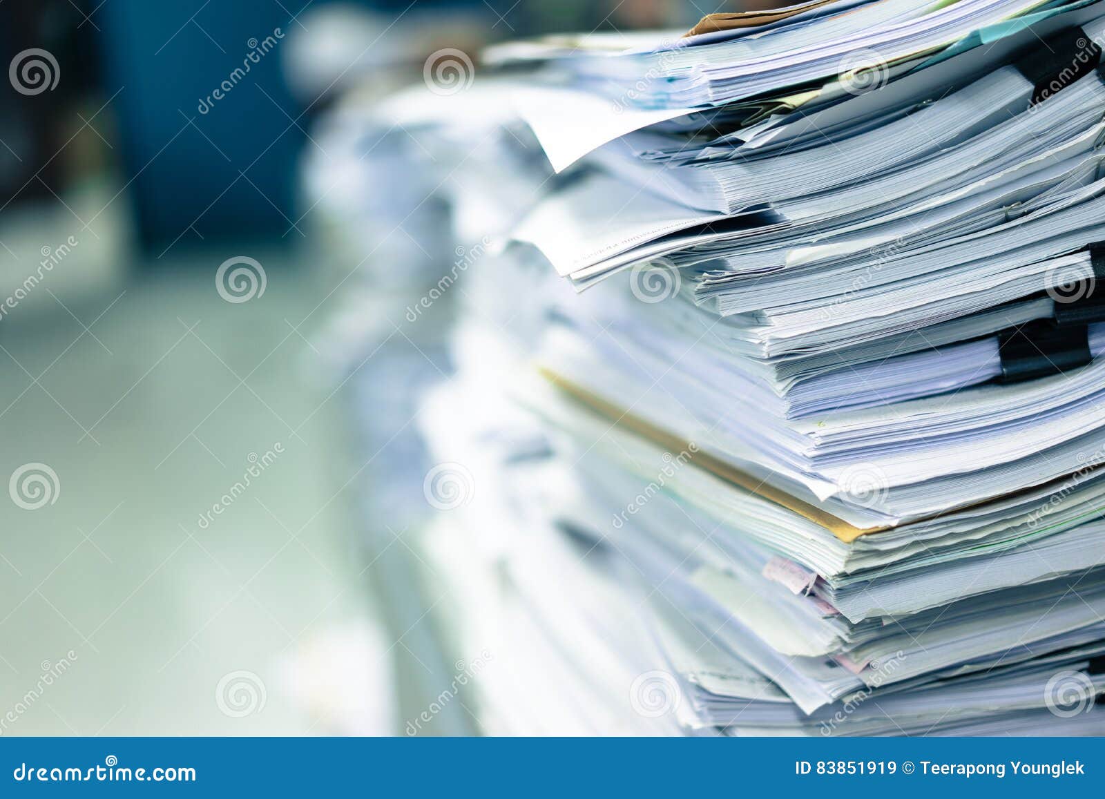 Many Stacks of Paper Placed in the Office. Stock Image - Image of paper ...