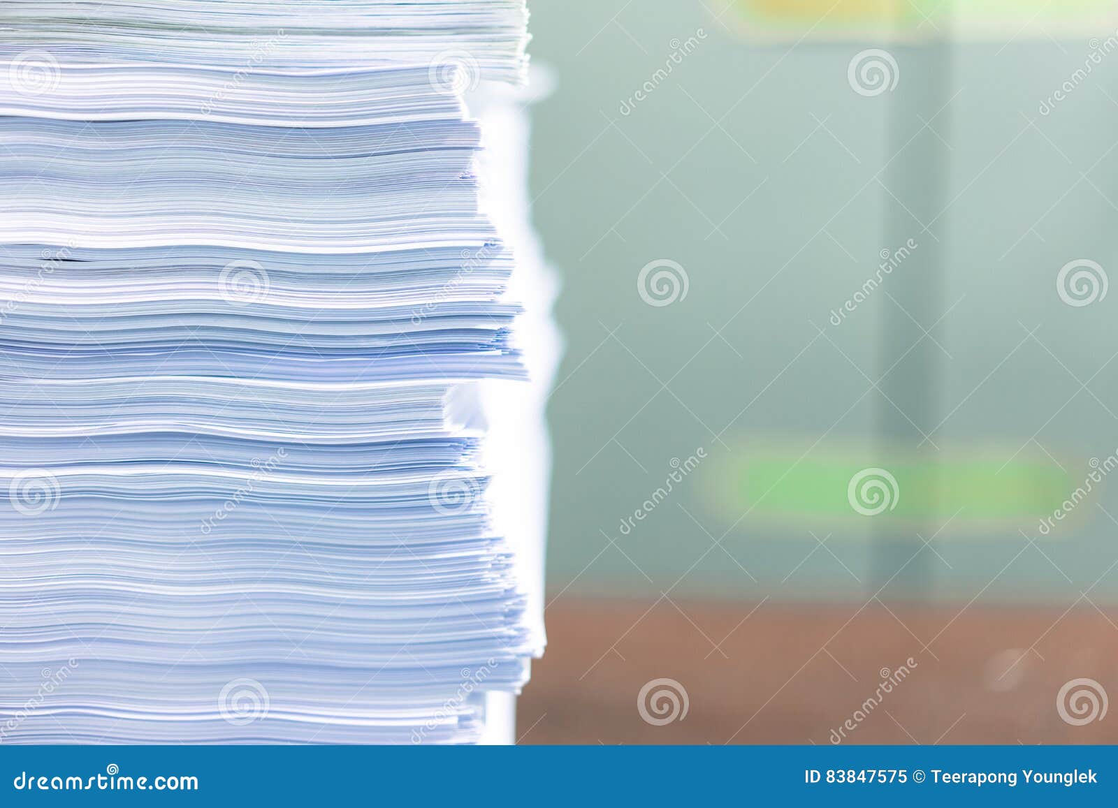 Many Stacks of Paper Placed in the Office. Stock Image - Image of ...