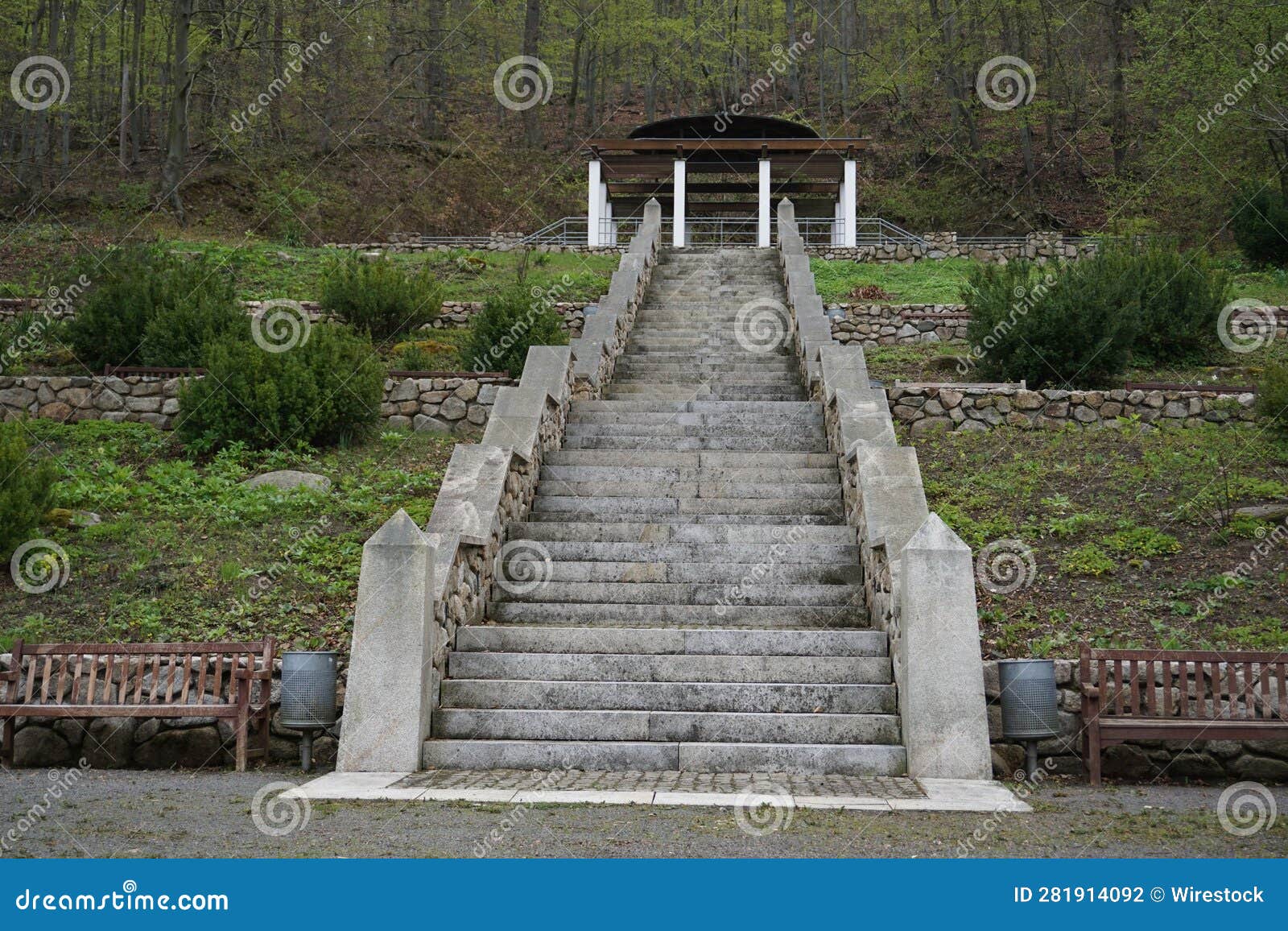 Many stairs to a gazebo stock photo. Image of steps - 281914092