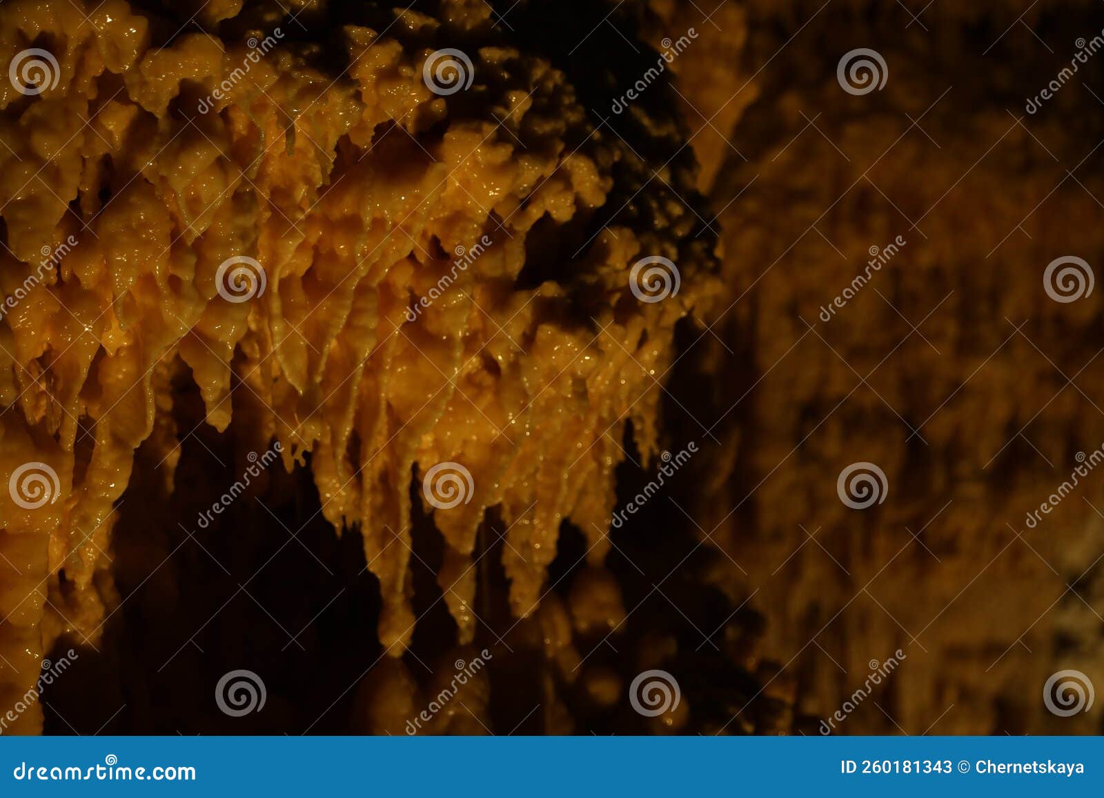 Many Stalactite Formations in Cave, Closeup View Editorial Stock Photo ...