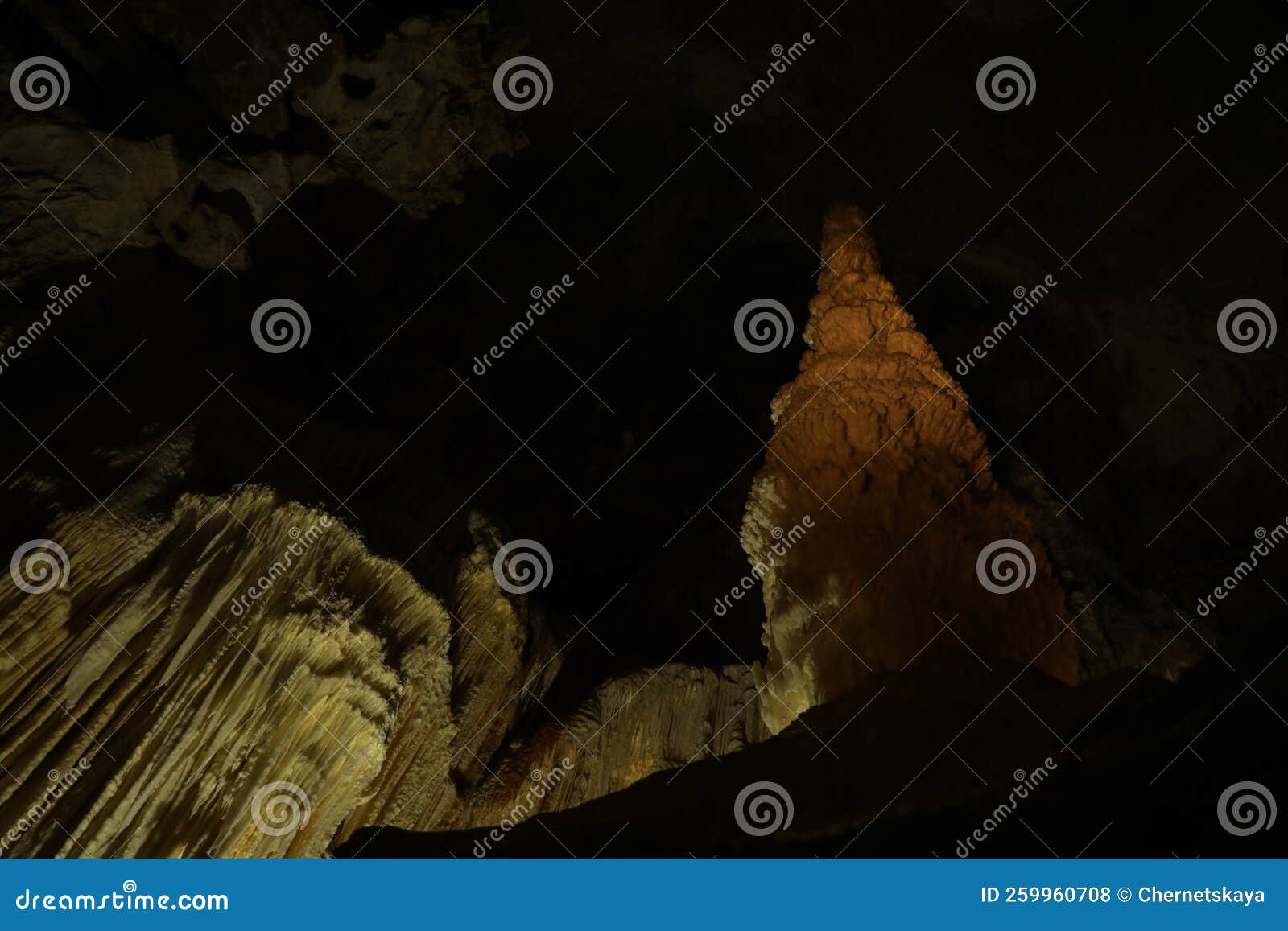 Many Stalactite and Stalagmite Formations Inside Cave Stock Photo ...