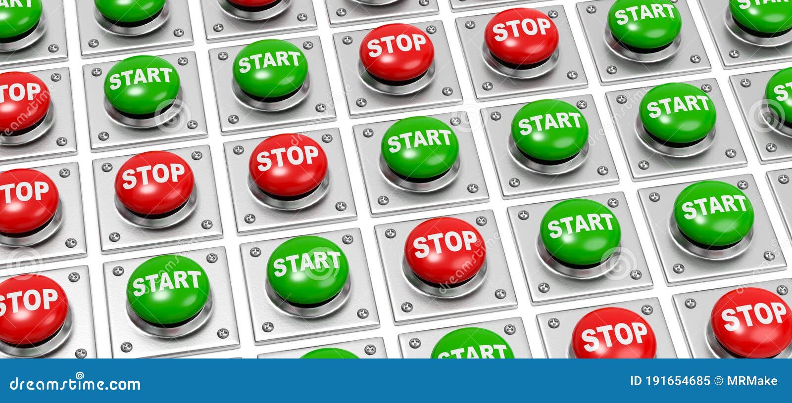 Many Start and Stop Buttons on White Stock Illustration - Illustration ...