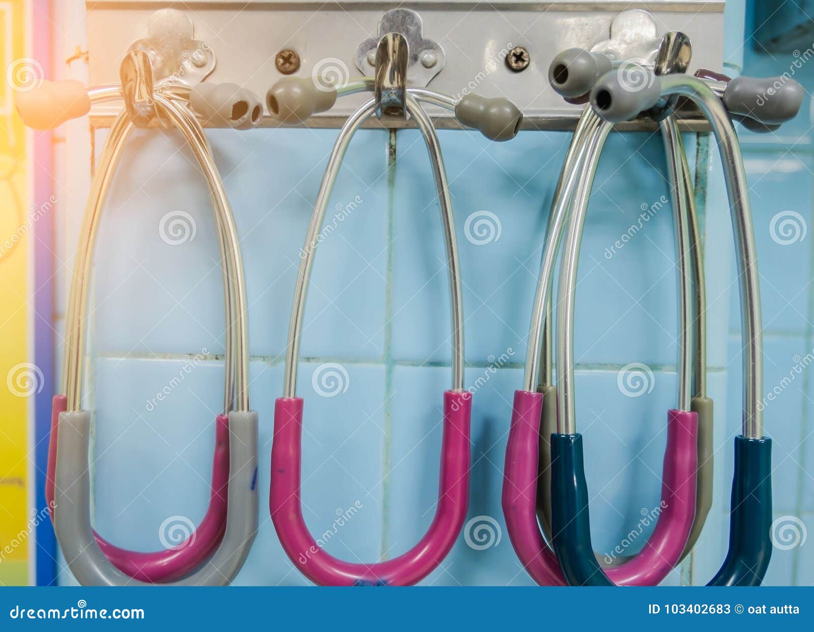 Many Stethoscope Hang in the Hospital Stock Image - Image of background ...