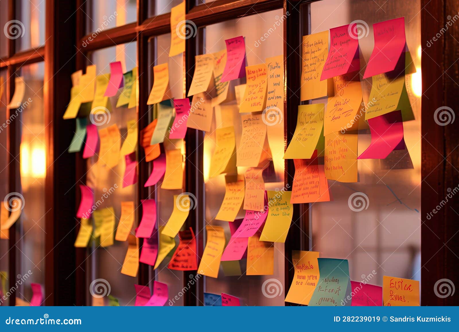 Many Sticky Notes on Wall. Generative AI Stock Illustration ...