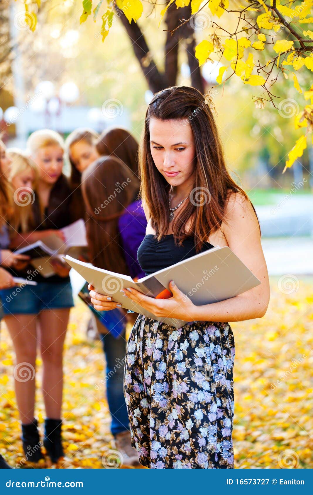 Many Students in the Autumn Park Stock Image - Image of students ...