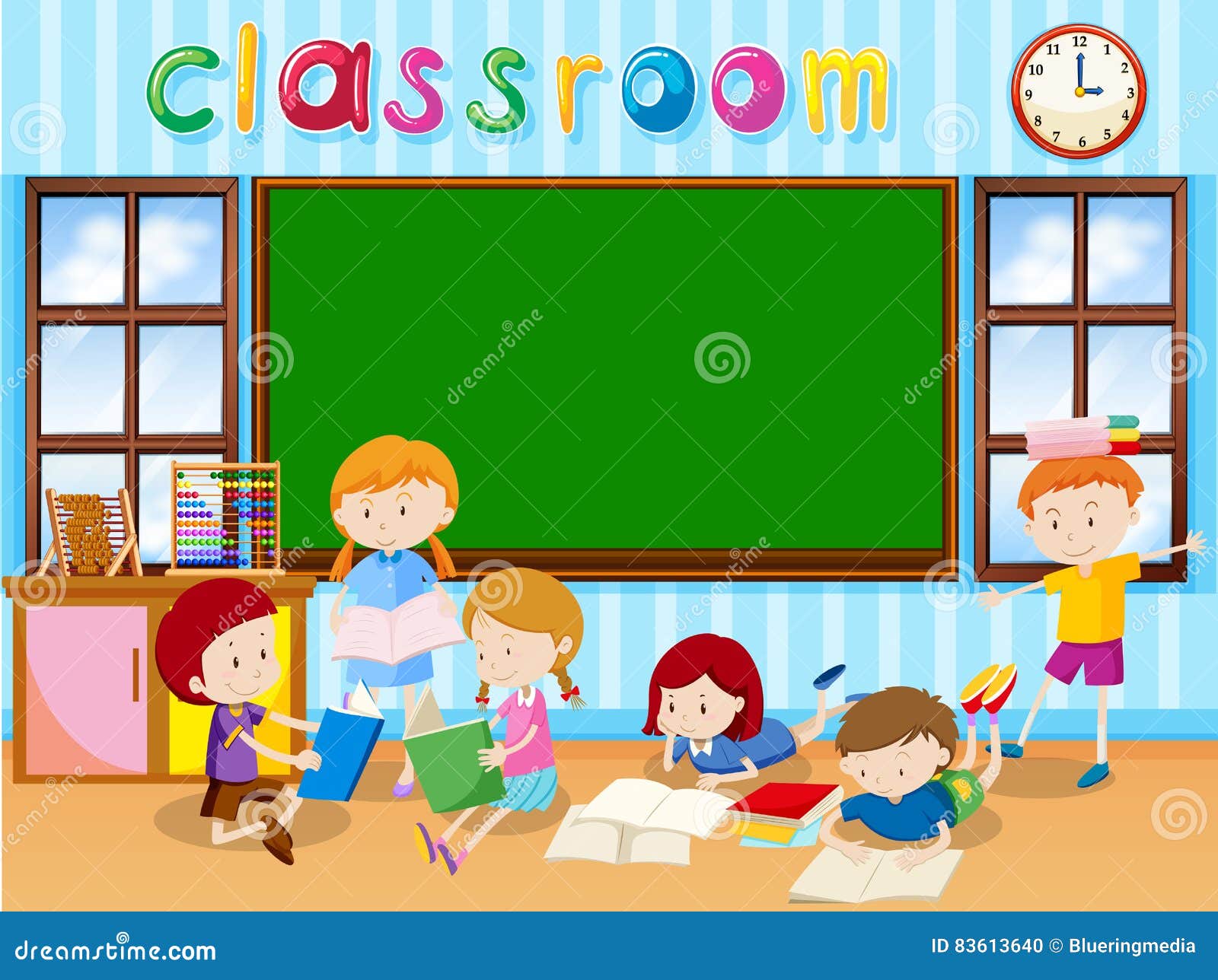 Many Students Reading Book in the Classroom Stock Vector - Illustration ...
