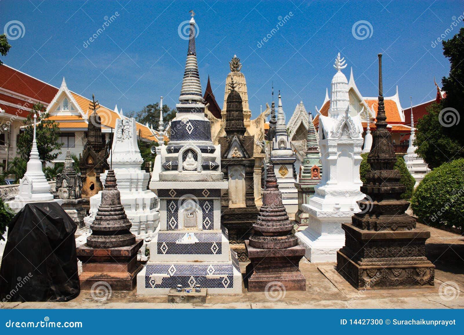 Many styles of stupa group stock photo. Image of decoration - 14427300