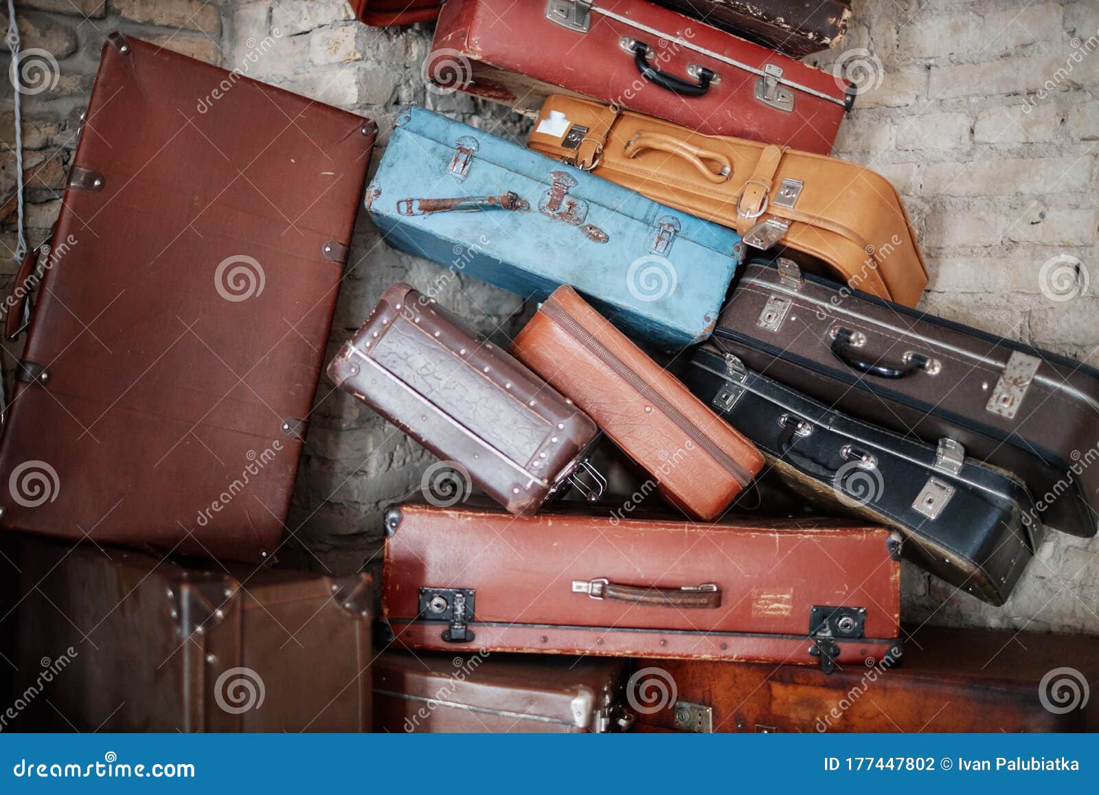 Many Suitcases of Different Colors Stock Photo - Image of baggage ...