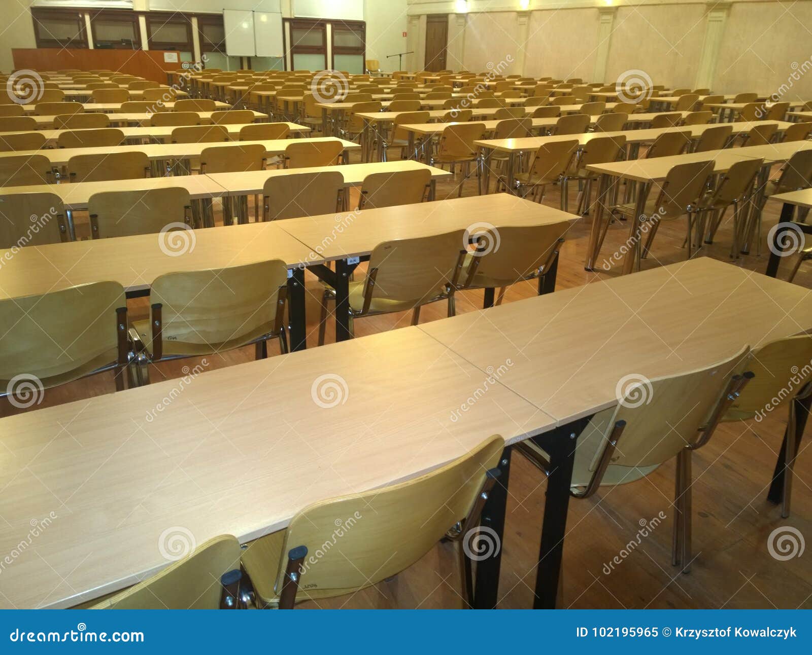 Many Tables and Chairs in the Auditorium Stock Image - Image of chair ...