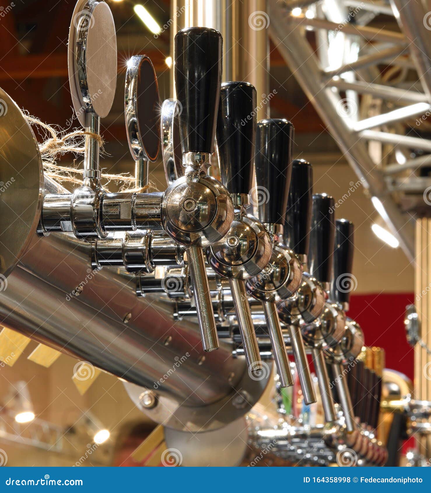 Many Taps in Stainless Steel To Draught Beer Stock Photo - Image of ...
