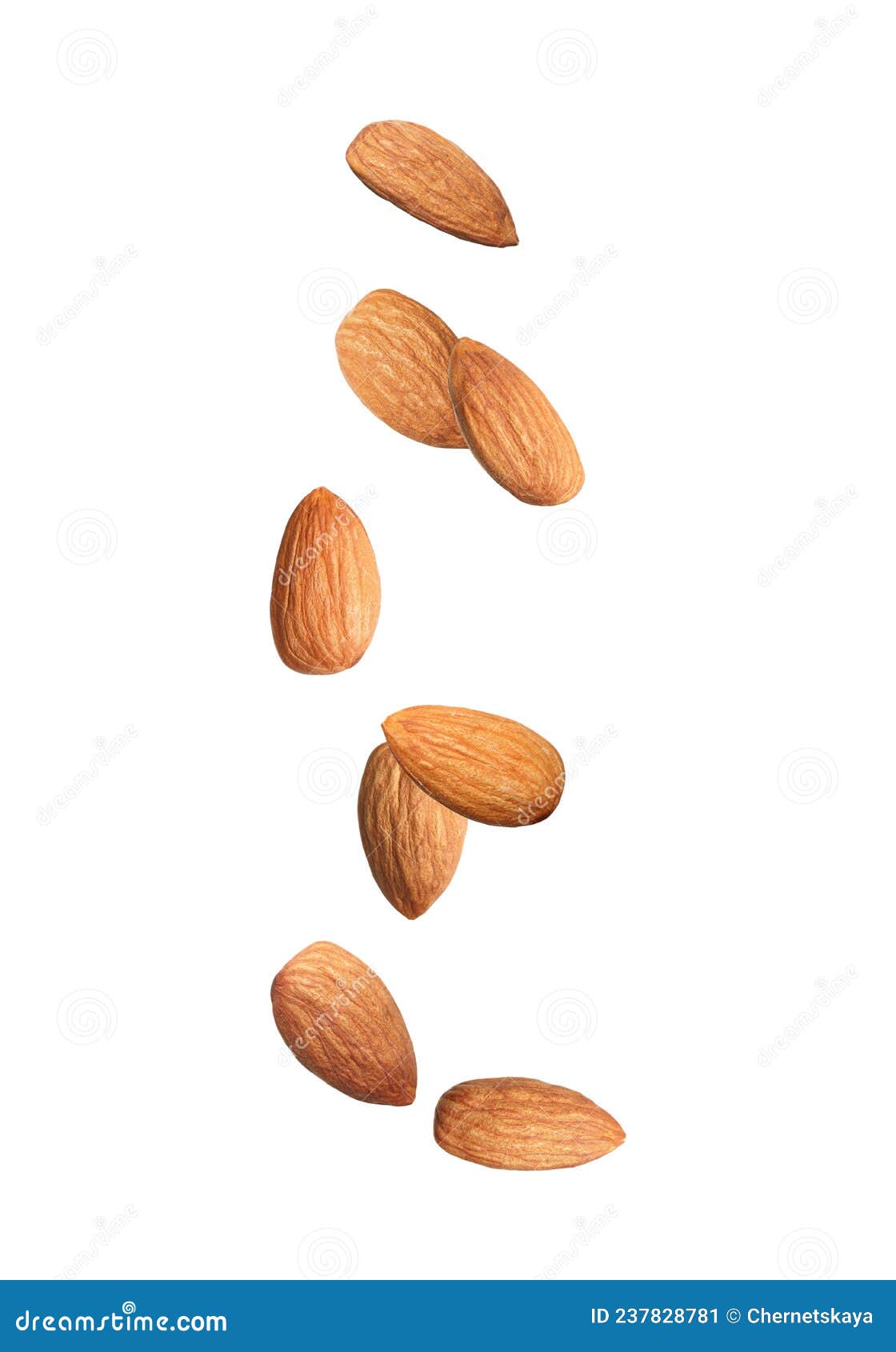 Many Tasty Almonds Falling on White Background Stock Image - Image of ...