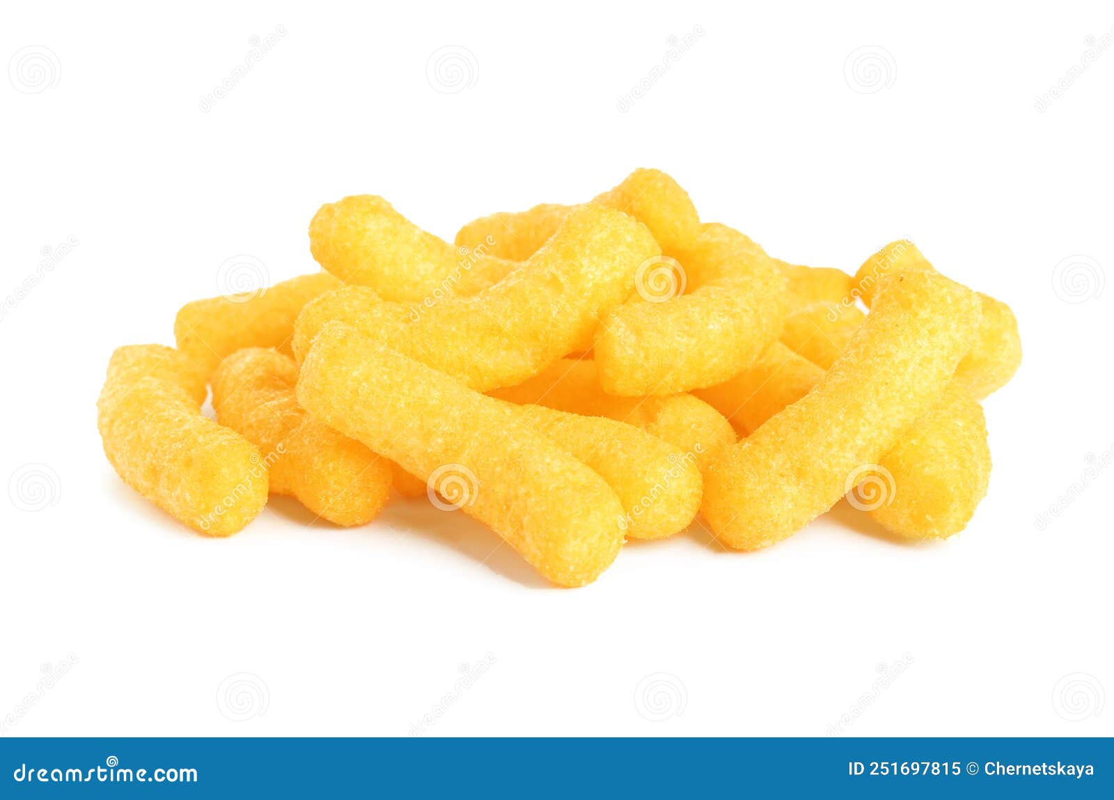 Many Tasty Cheesy Corn Puffs Isolated on White Stock Image - Image of ...