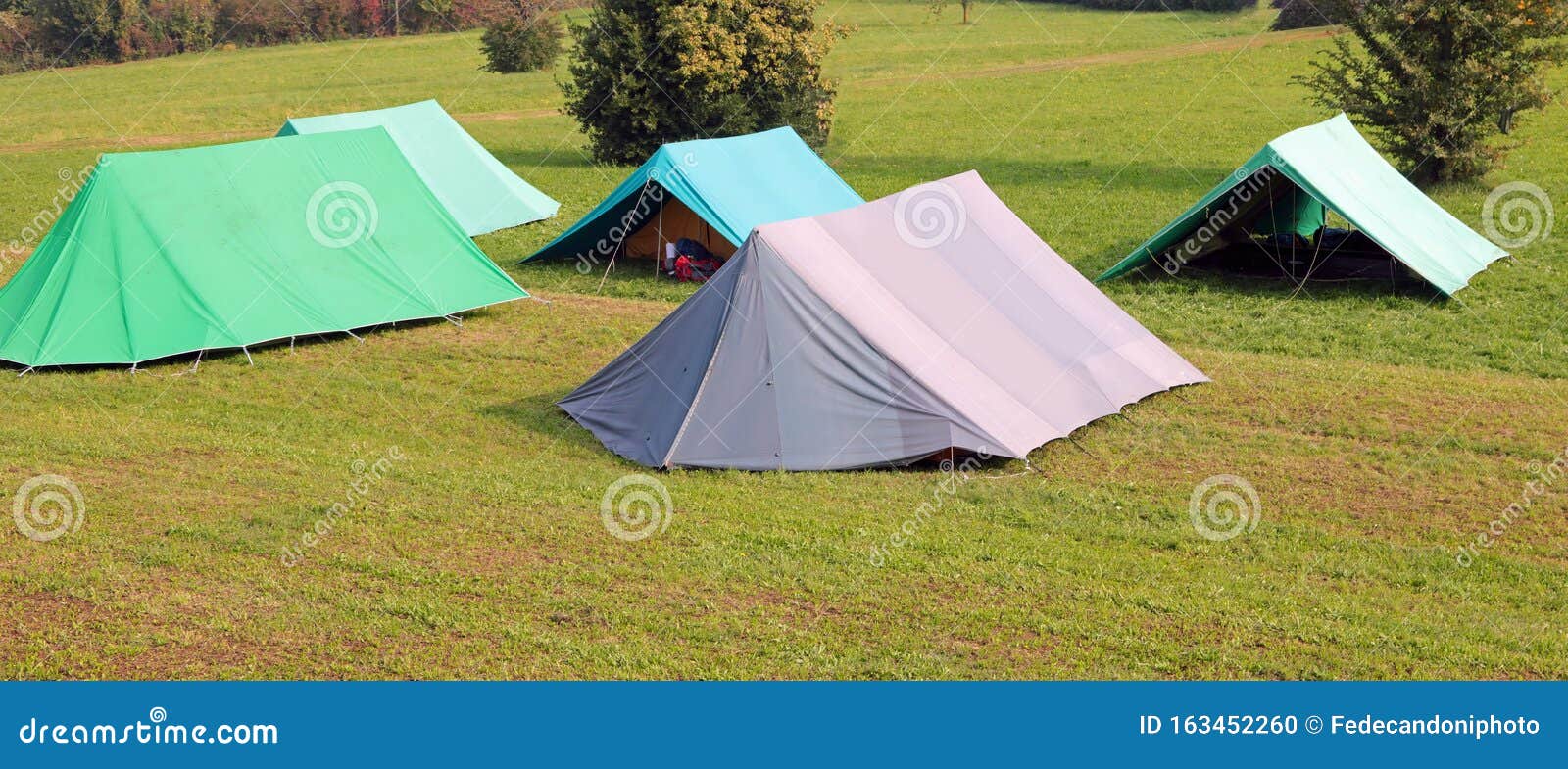 Many tents on the meadow stock photo. Image of baden - 163452260