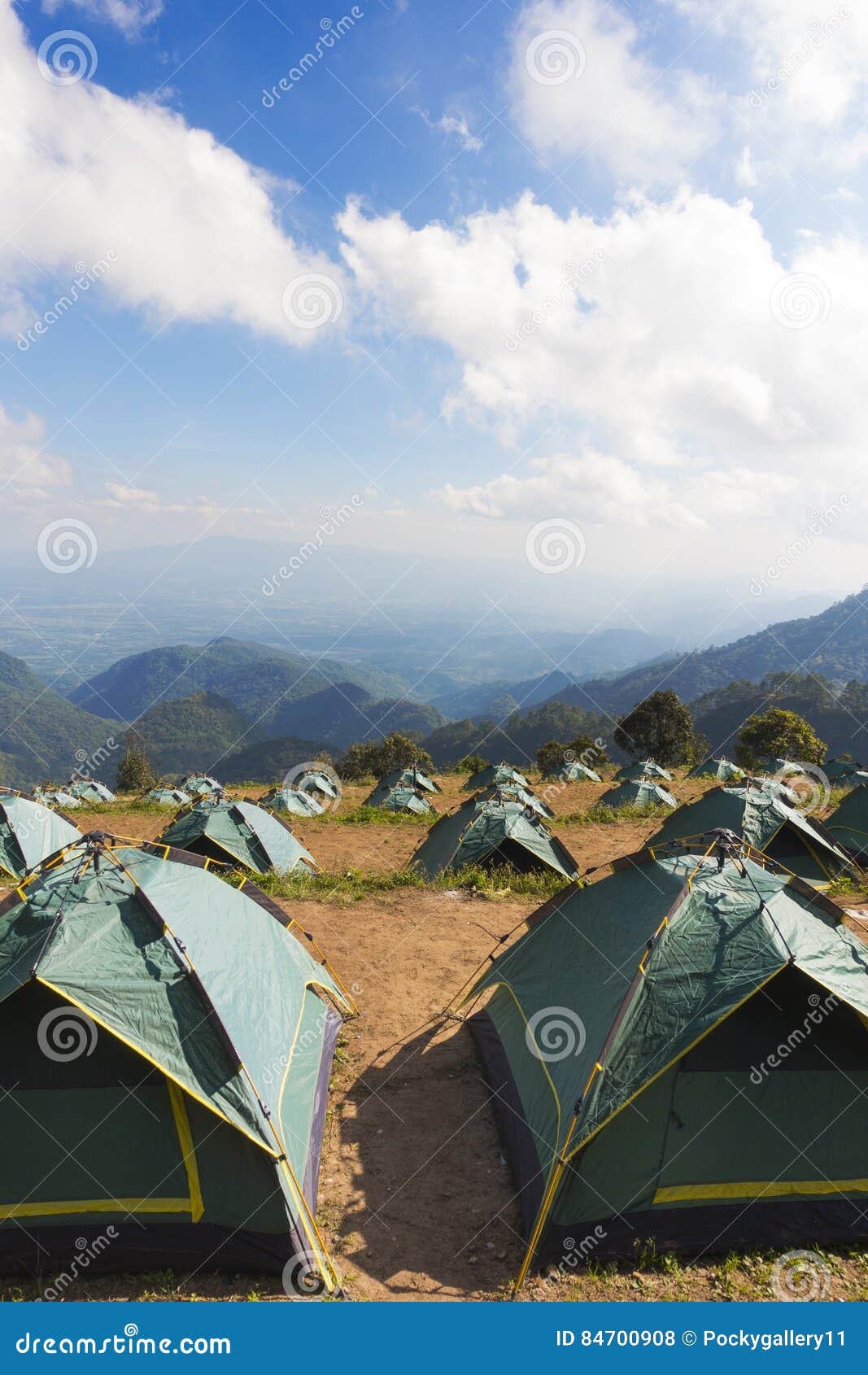 Many Tents on the Mountain and Blue Sky View Stock Photo - Image of ...