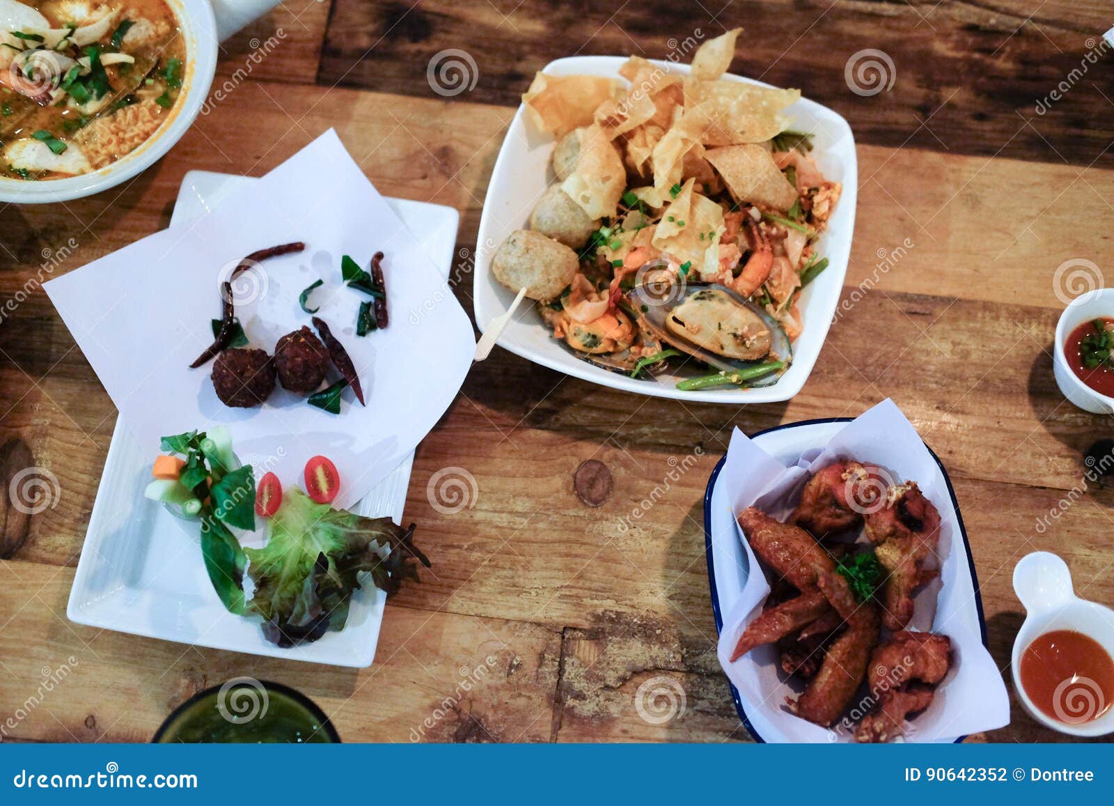 Many Thai Food on Table Dinner Stock Photo - Image of fish, delicious ...