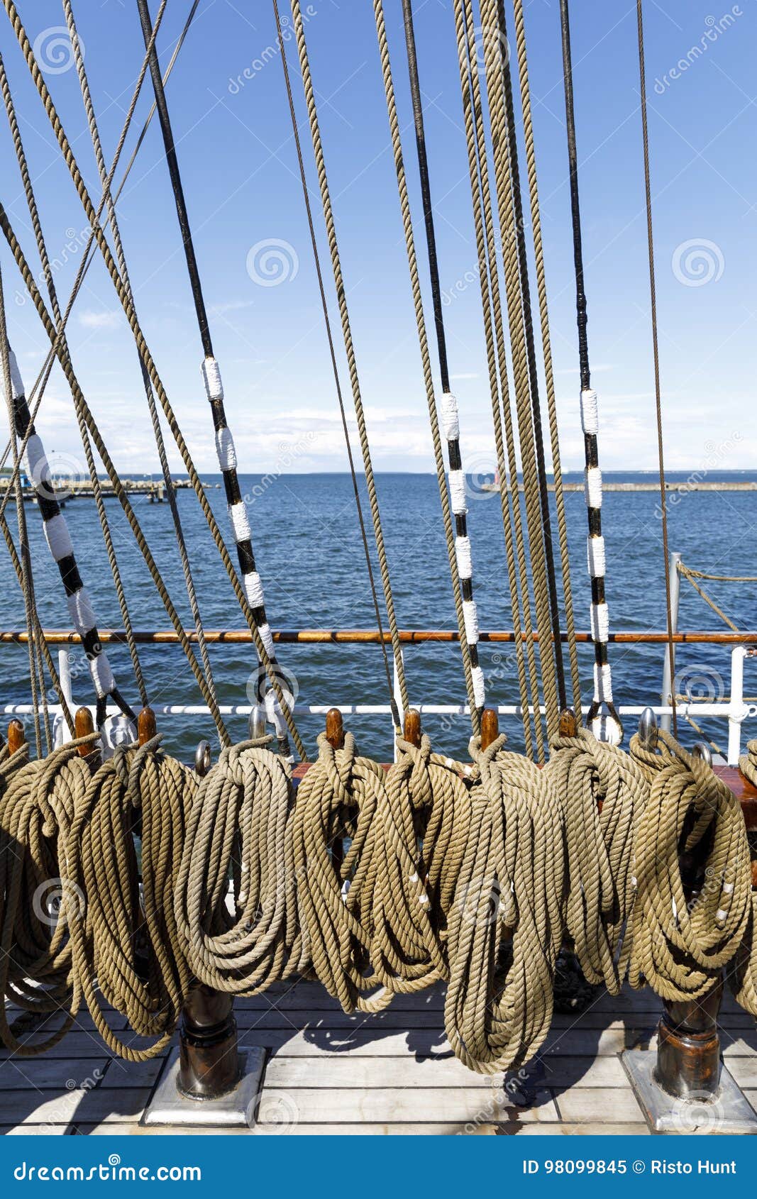 Many Thick Ropes Bend Together on a Ship Stock Image - Image of ...