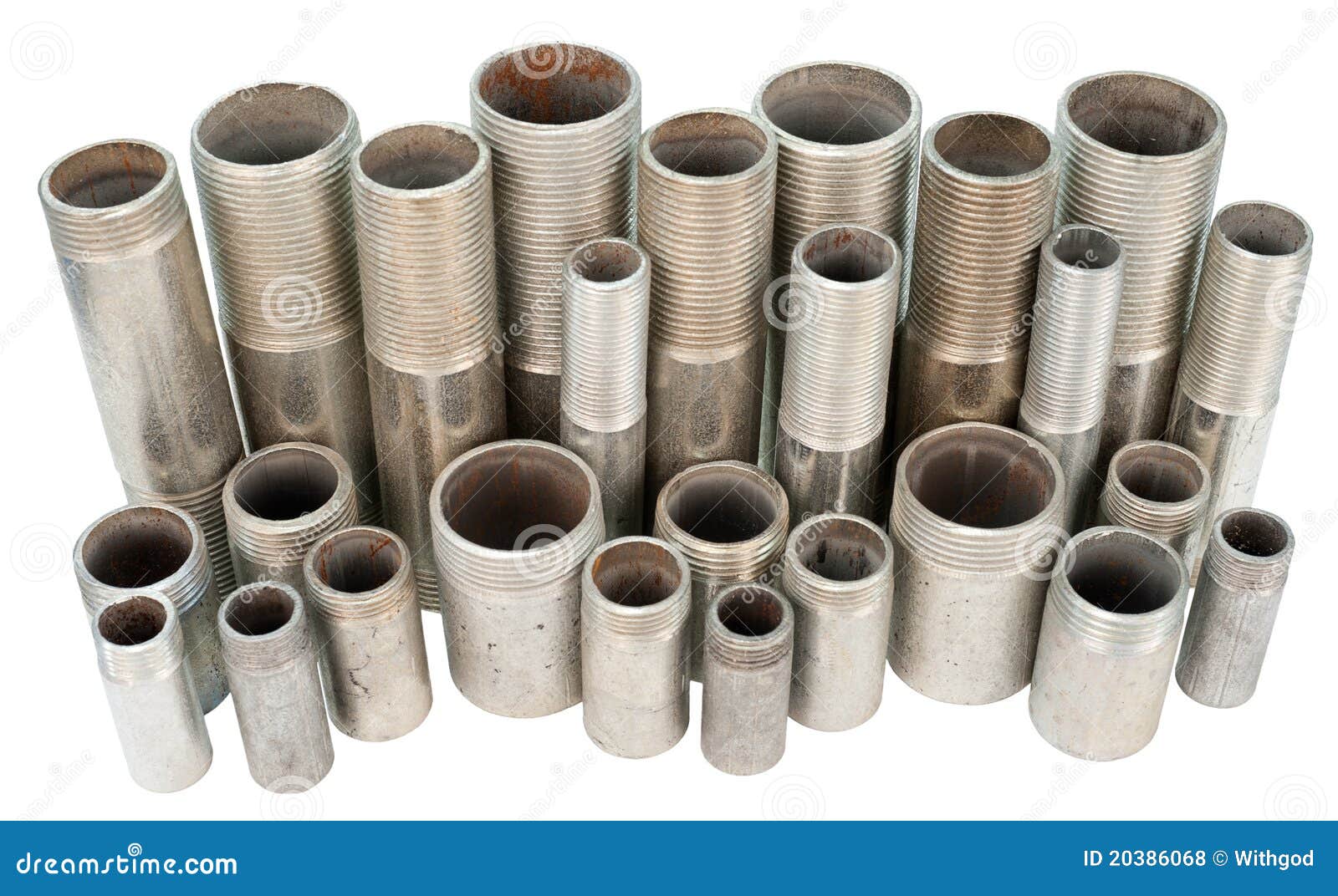 Many Threaded Pipes, Isolated Stock Photo - Image of technology, coated ...