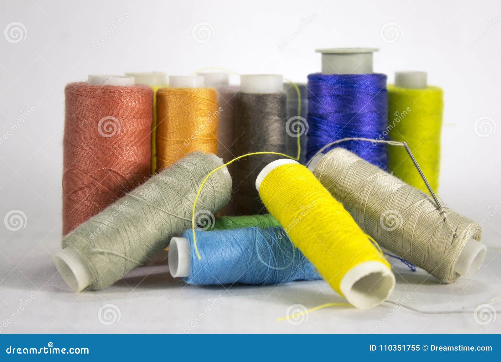 Many Threads of Different Colors on a White Background Stock Image ...