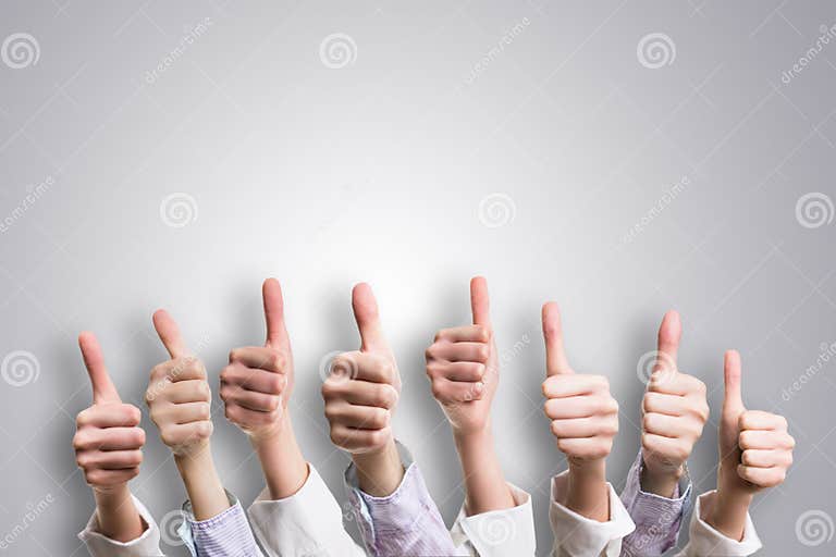 Many Thumbs Up on Grey Background Stock Image - Image of good, company ...