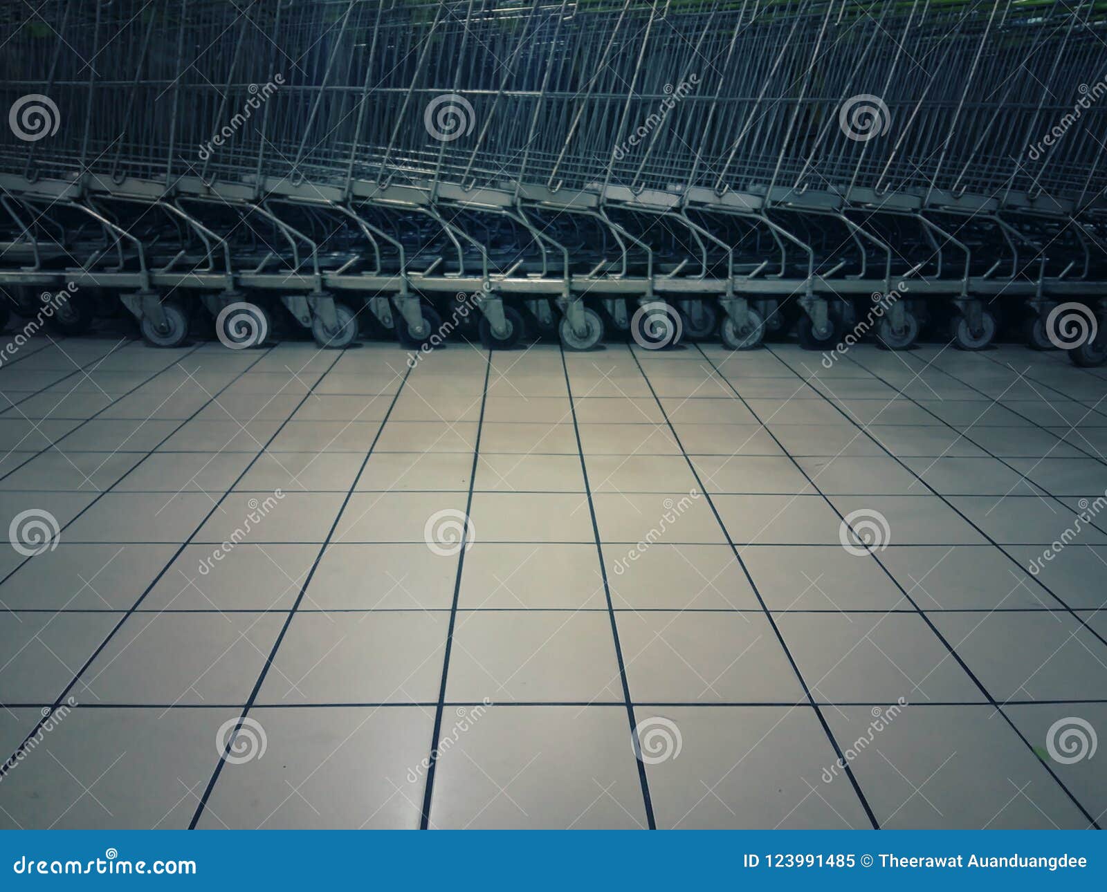 Many Tiled Carts with Tile Floors and Rectangular and Straight Lines ...