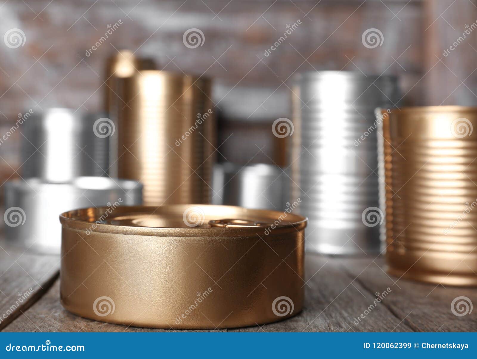 Tin Cans on Table. Recycling Garbage Stock Image - Image of container ...