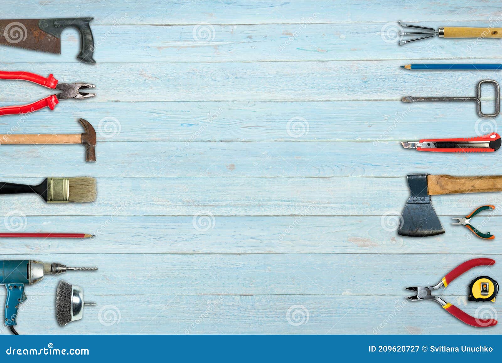 Many Tools Isolated on White Background. Top View. Stock Image - Image ...