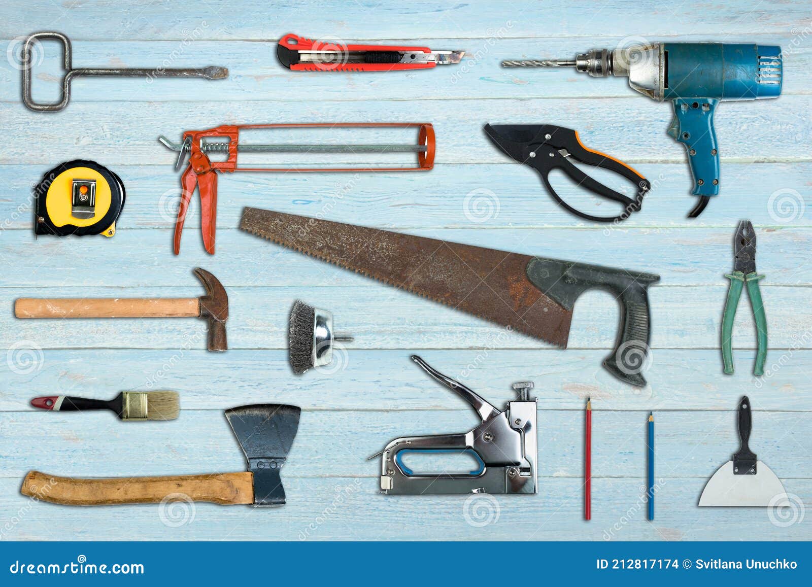 Many Tools Isolated on White Background. Top View. Stock Photo - Image ...