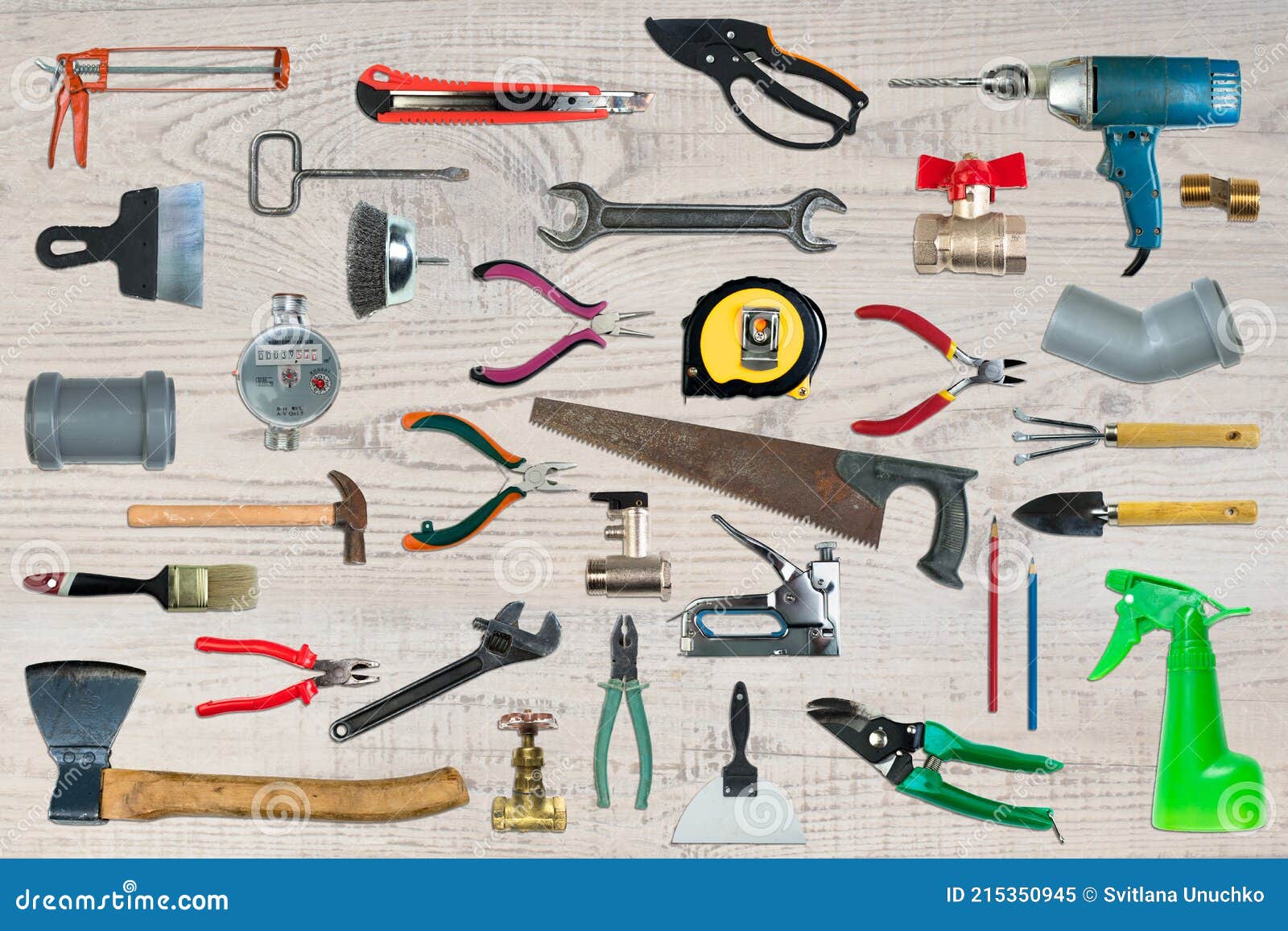 Many Tools Isolated on White Background. Top View. Stock Image - Image ...