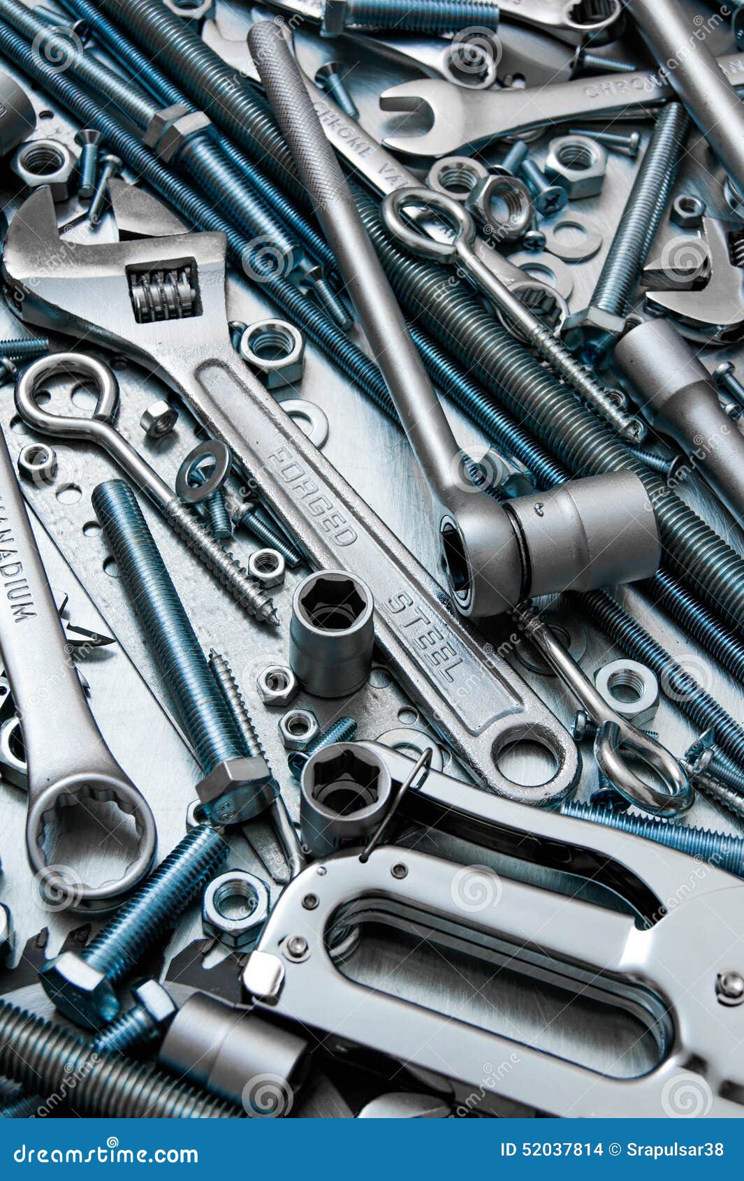 Many Tools on the Scratched Metal Background Stock Photo - Image of ...